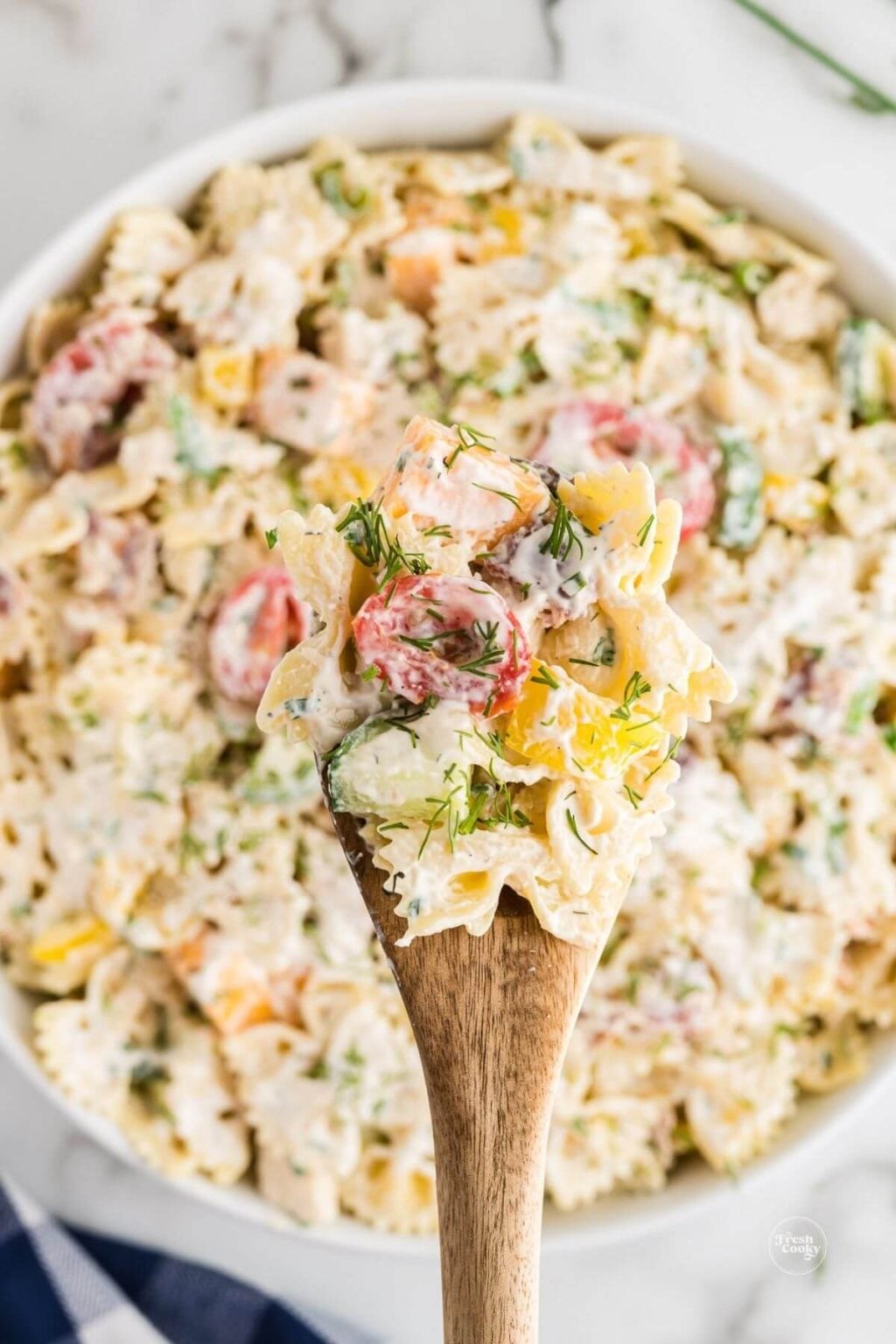 Chicken Bacon Ranch Pasta Salad Recipe • The Fresh Cooky