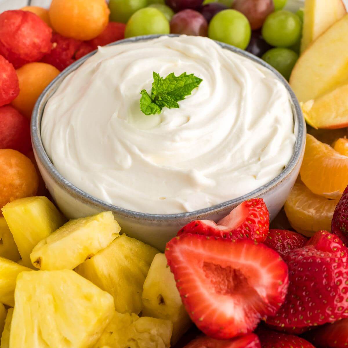 Cream Cheese Fruit Dip Without Marshmallow Fluff • The Fresh Cooky