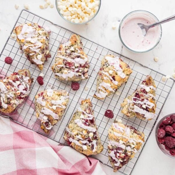Easy White Chocolate Raspberry Scones Recipe • The Fresh Cooky